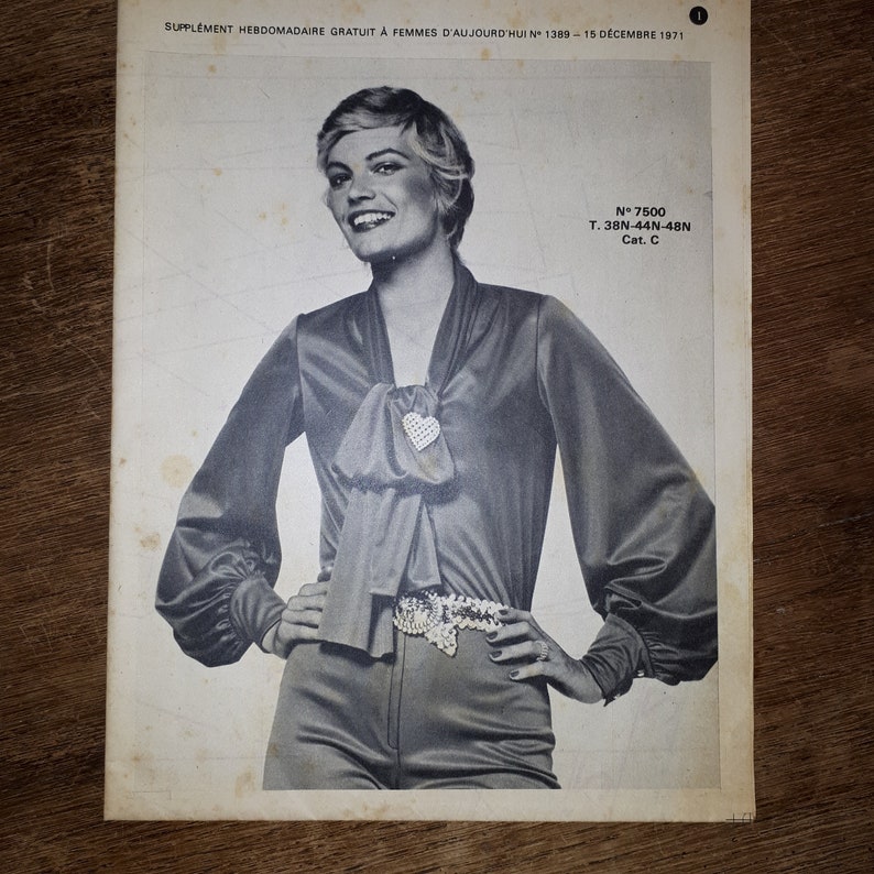 French Sewing Pattern 70s Evening Blouse Top Different Sizes - Etsy