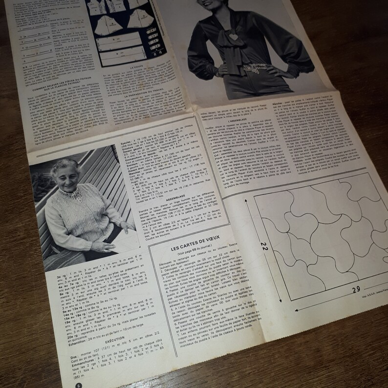 French Sewing Pattern 70s Evening Blouse Top Different Sizes - Etsy