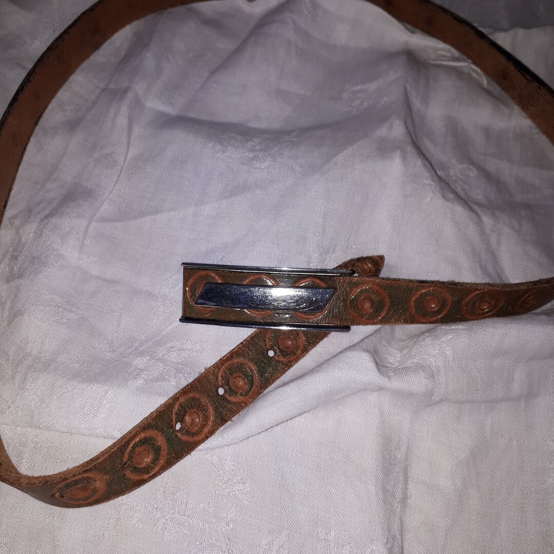 Vintage 70s Belt Leather Made in Italy, Green Brown - Etsy