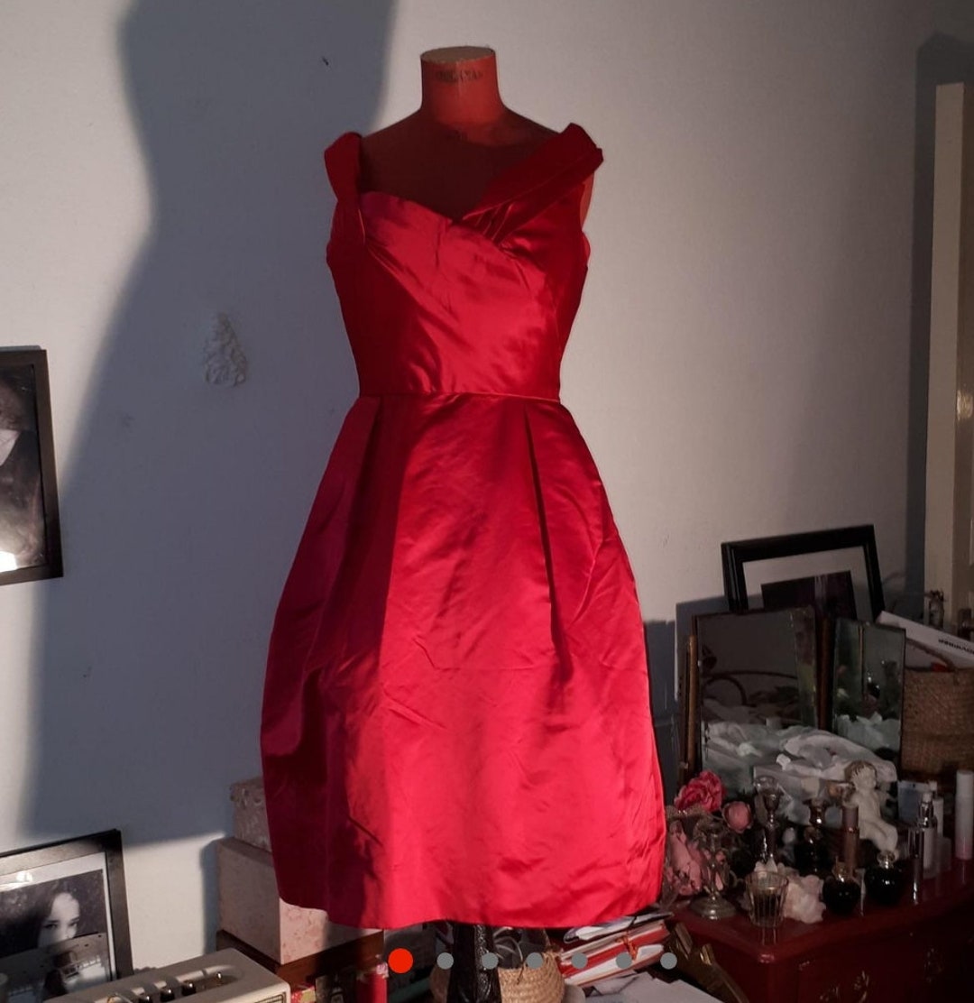 HARVEY BERIN by Karen Stark 50s Dark Pink Italian Silk Vintage Cocktail ...