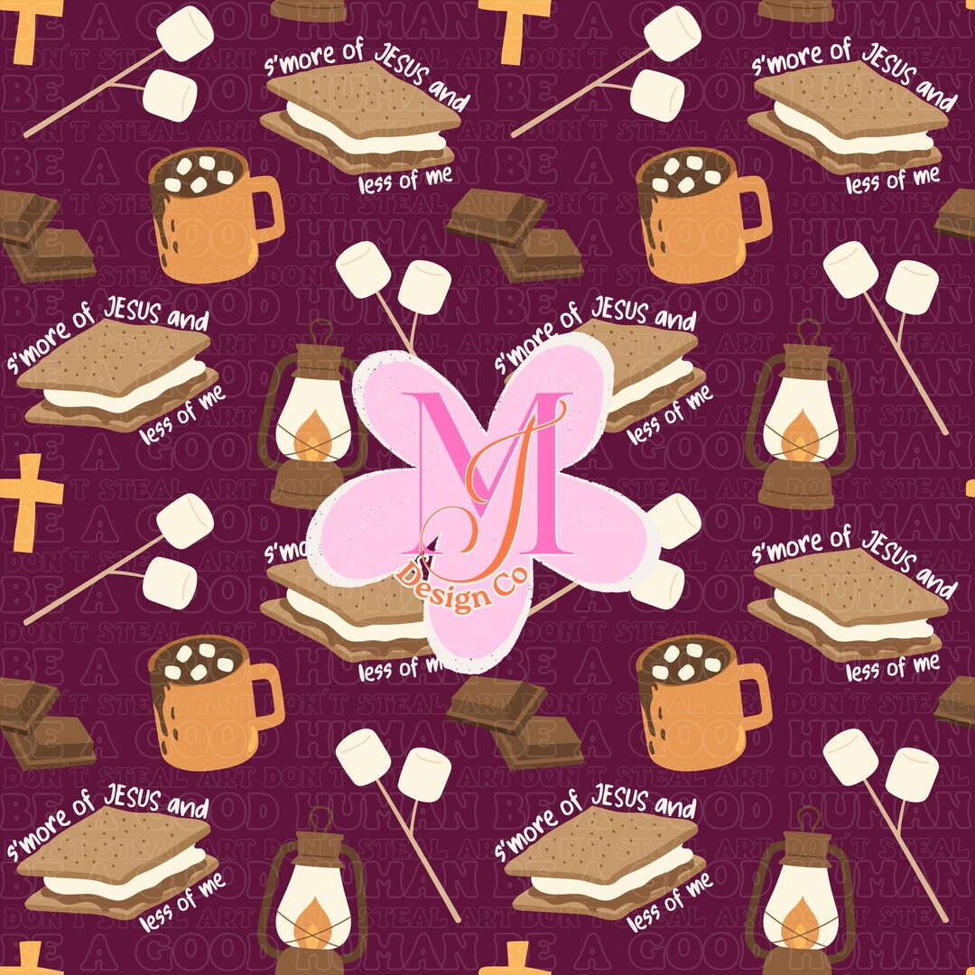 Smore of Jesus Purple Girl Camping Religious Christian Seamless Design ...