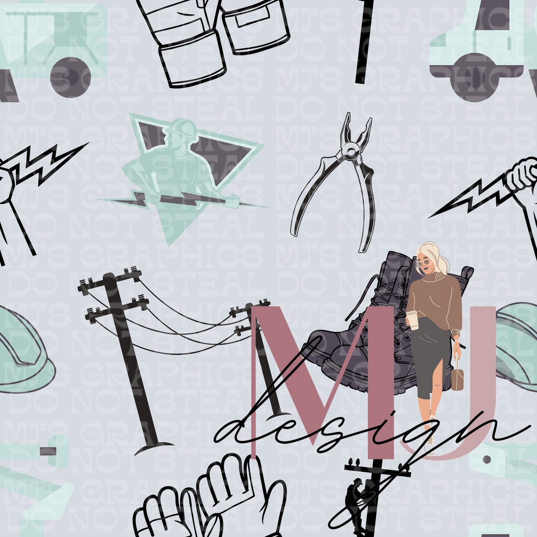 Lineman Powerline Seamless Pattern File - Etsy