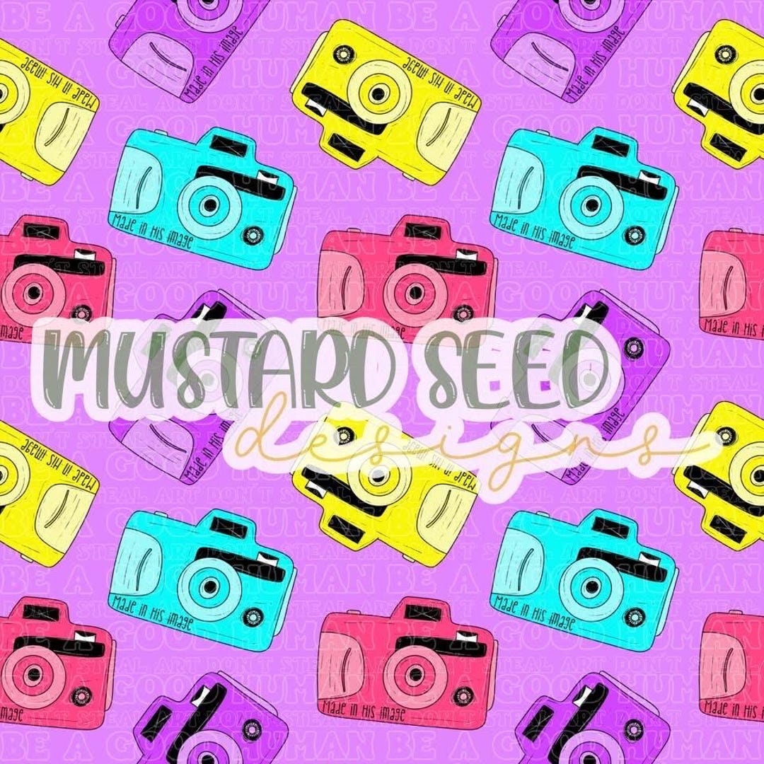 Made in His Image Camera Neon Purple Faith Christian Seamless File ...