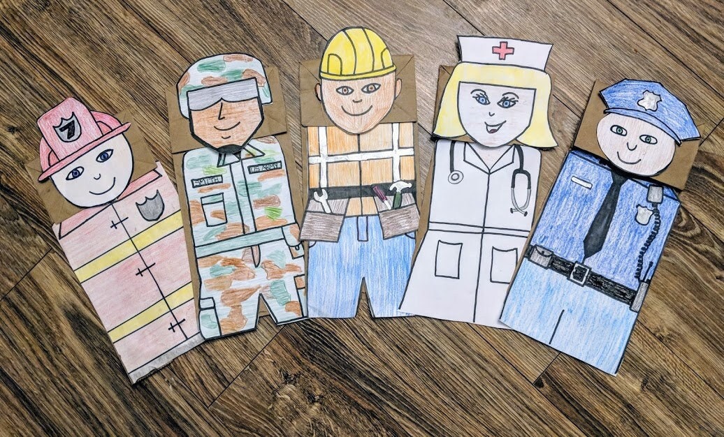 Paper Bag Puppets - Community Helpers - Etsy