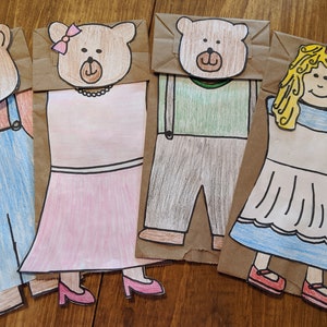 Paper Bag Puppet Pattern - Goldilocks and the 3 Bears - Etsy