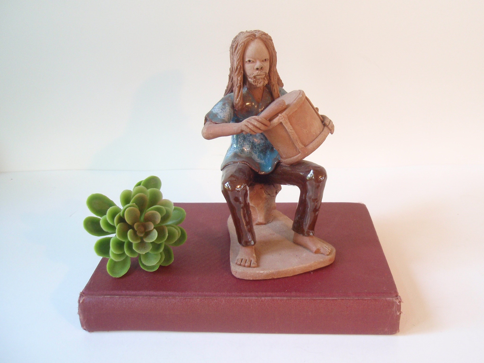Vintage Rasta Jamaican Drummer/ Handmade Pottery Figure/ | Etsy