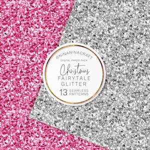 Christmas Glitter Digital Papers, Handpainted & Realistic Glitter ...