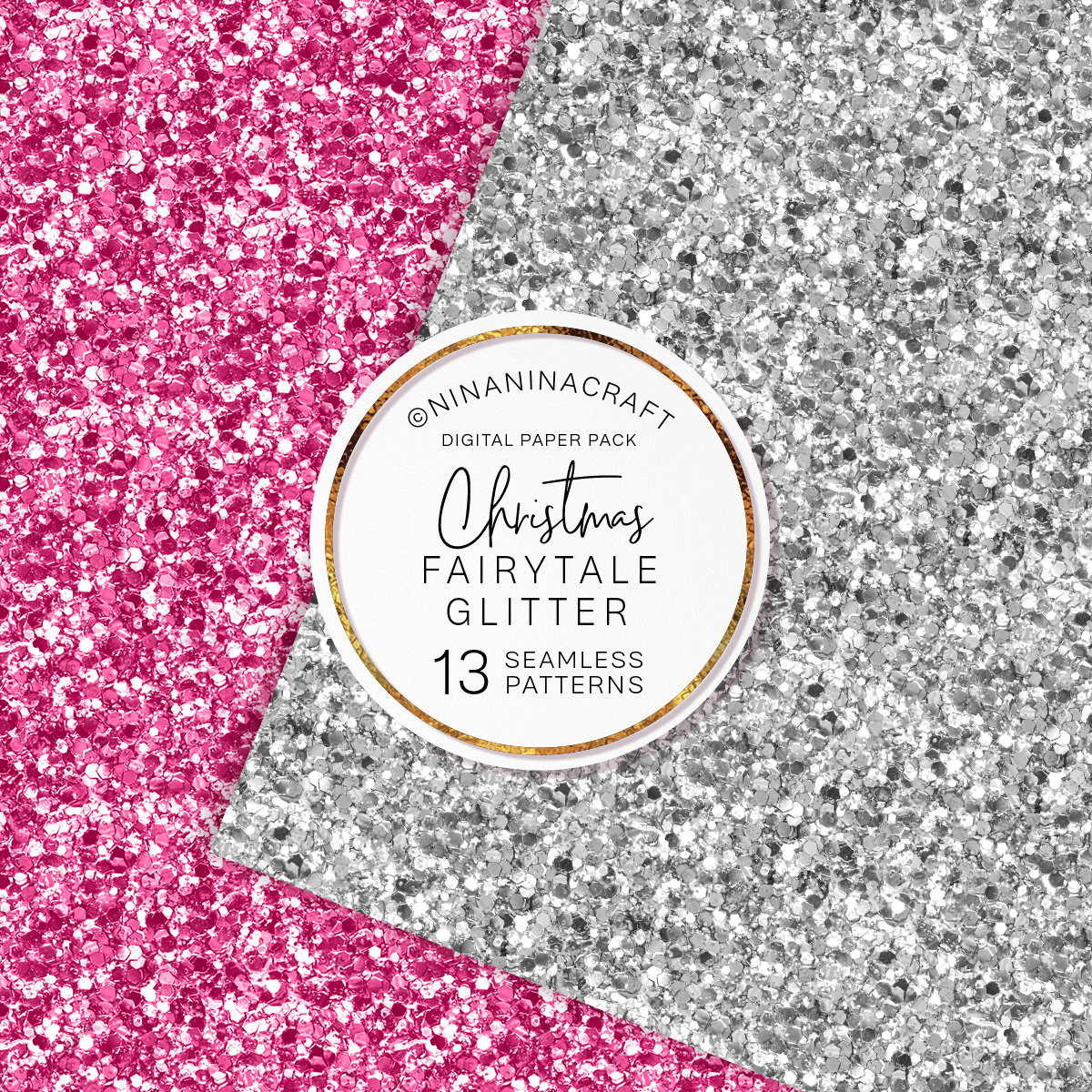 Christmas Glitter Digital Papers, Handpainted & Realistic Glitter ...