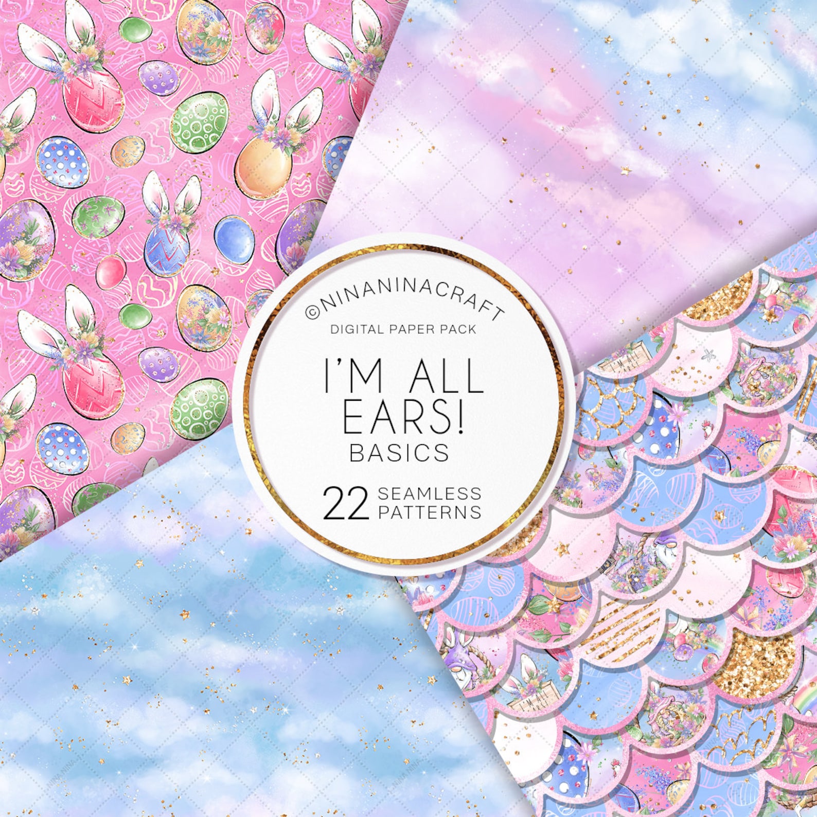 Cute Easter Digital Papers Basics Colorful Seamless Patterns | Etsy