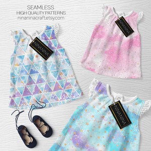 Pastel Galaxy Digital Papers, Stars Seamless Patterns, Gold Glitter Sky ...