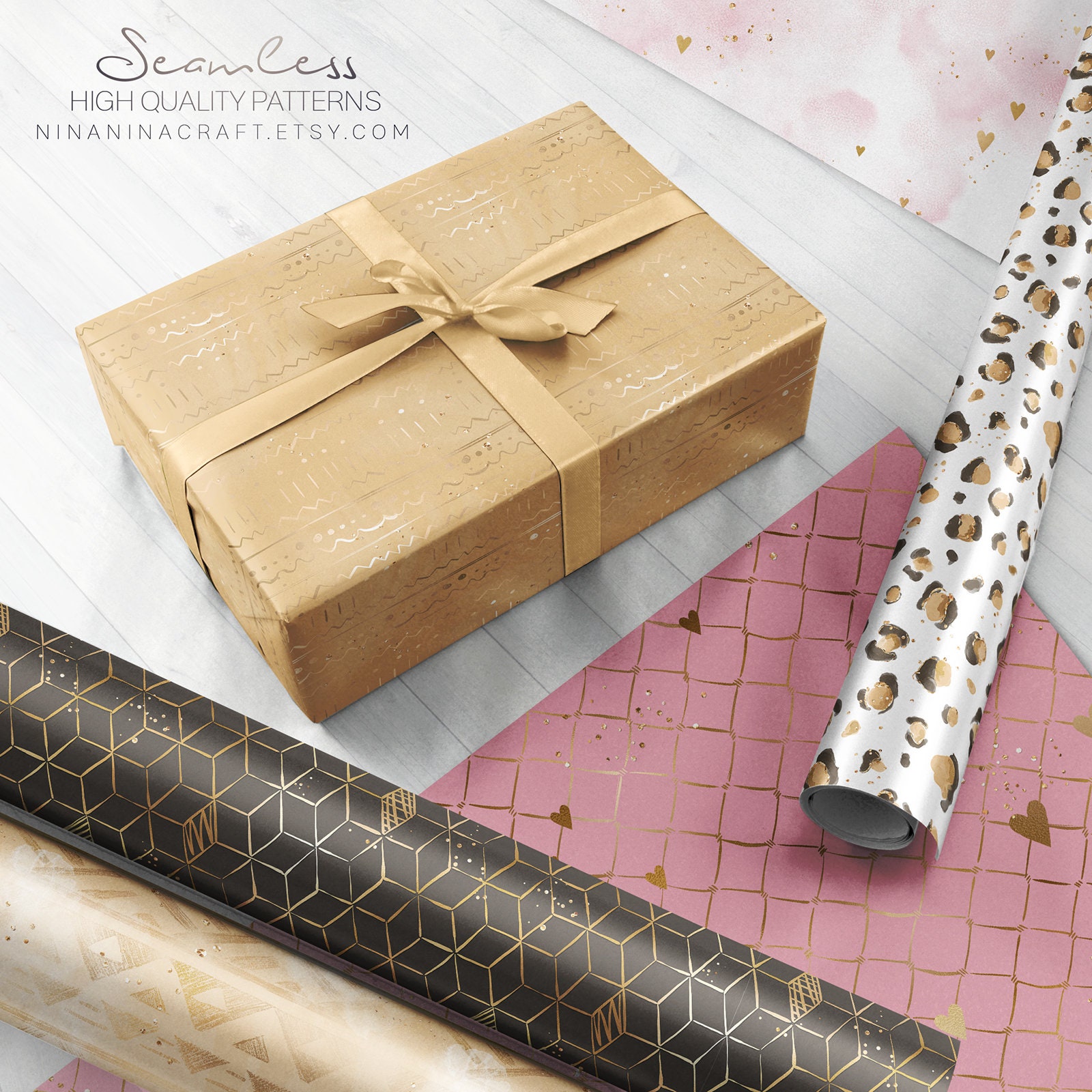 Cute Blush and Gold Digital Papers Glitter Basics Seamless | Etsy