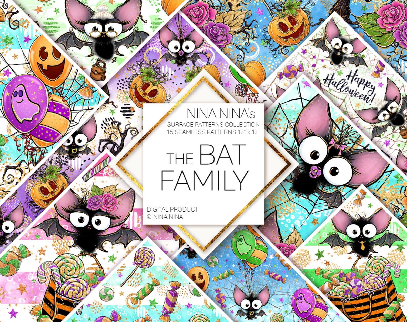 Cute Halloween Digital Papers Pack Bats Seamless Patterns - Etsy