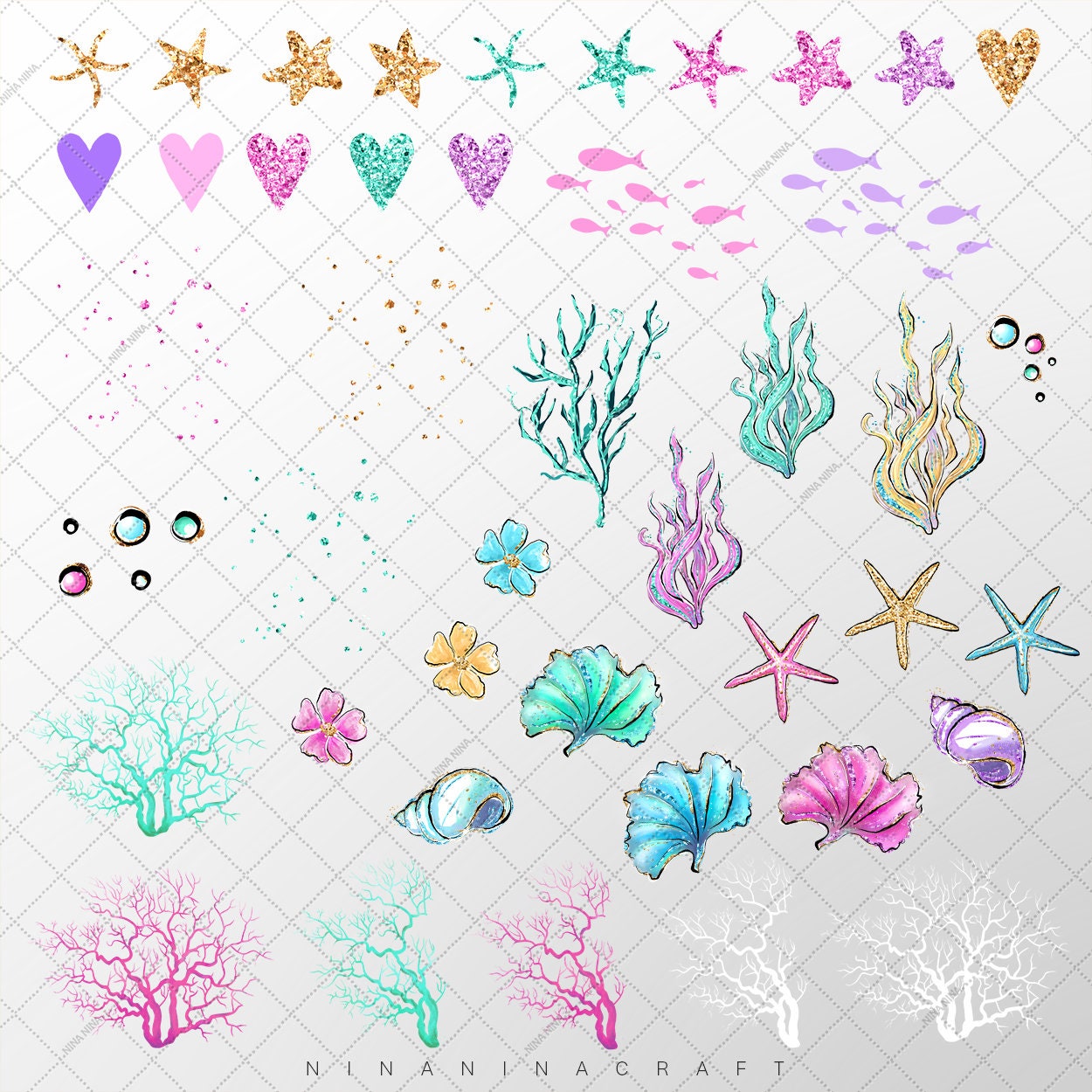 Mermaid Clipart Underwater Clip Art Cute Mermaids Planner | Etsy