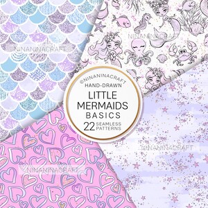 Mermaids Digital Paper by Ninaninacraft, High Res JPG Seamless Pattern ...