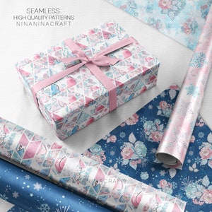 Winter Queen Basic Digital Papers, Glitter Seamless Patterns, Peony ...