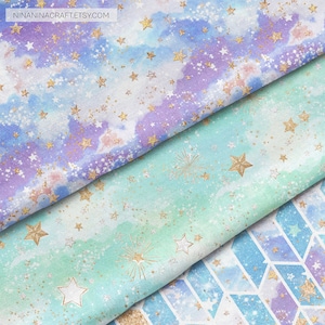 Pastel Galaxy Digital Papers, Stars Seamless Patterns, Gold Glitter Sky ...