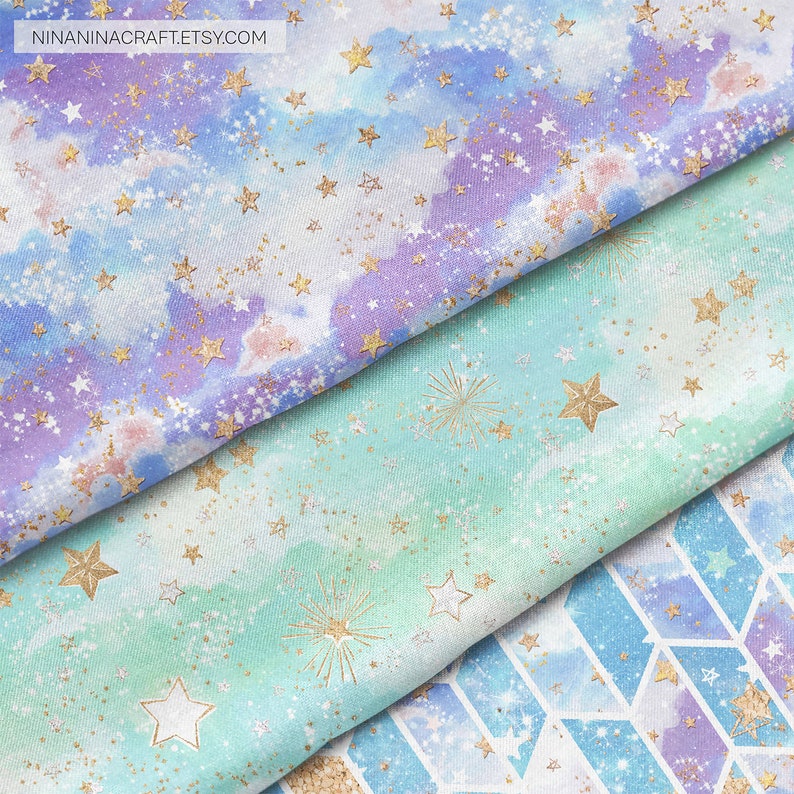 Pastel Galaxy Digital Papers, Stars Seamless Patterns, Gold Glitter Sky ...