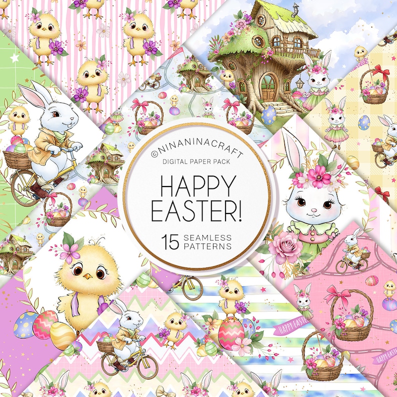 Cute Easter Digital Paper Pack Spring Seamless Patterns by - Etsy