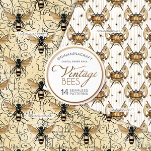 Honey Bee Digital Papers, Bumble Bee Seamless Patterns by Ninaninacraft ...
