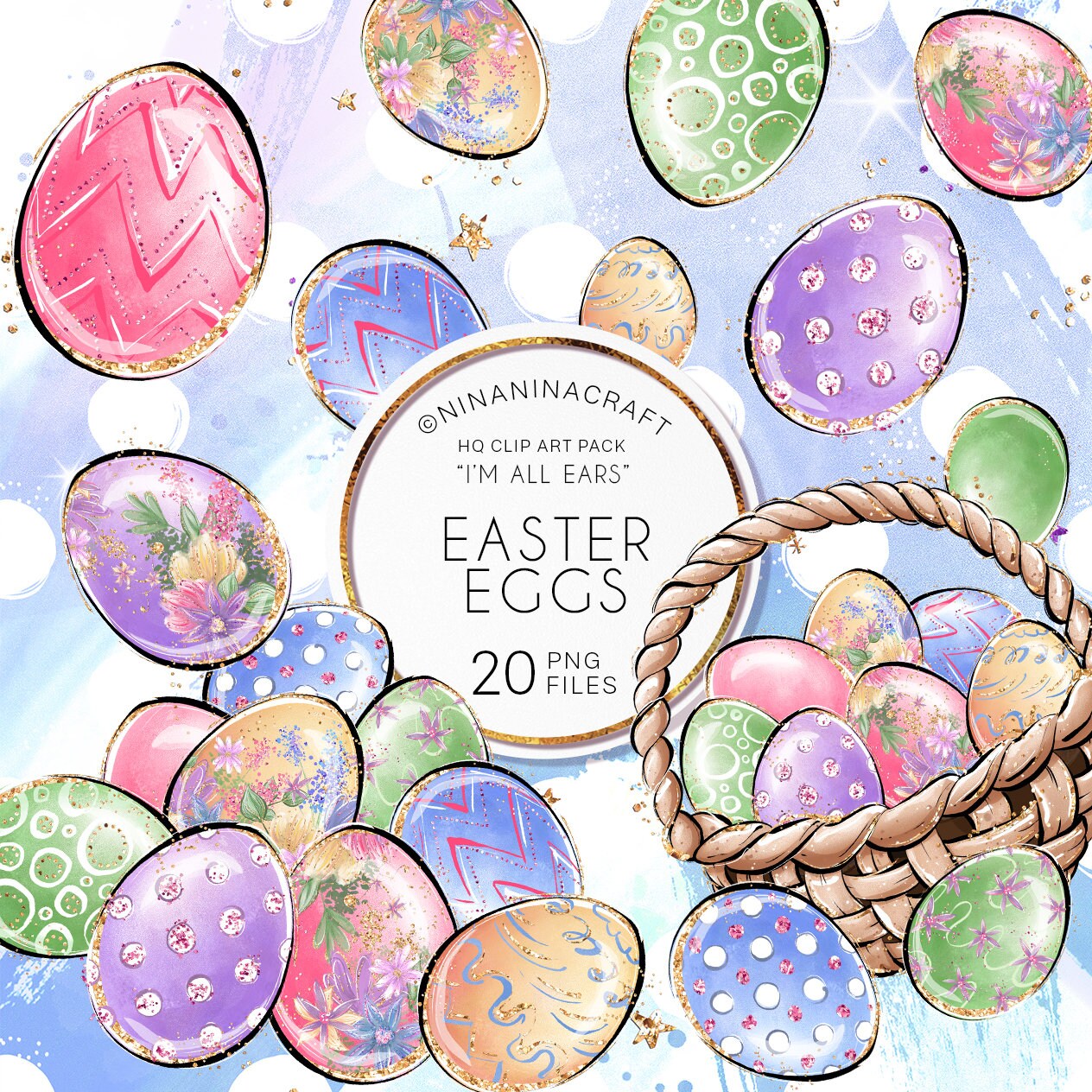 Spring Clipart by NinaNinaCraft Easter Eggs Clip Art Pack Egg Pile ...