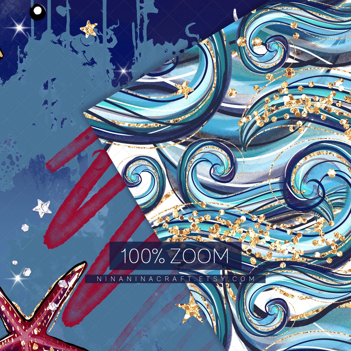 20 Nautical Digital Papers Basics, Dark Red, Blue Gold Stripes Seamless ...