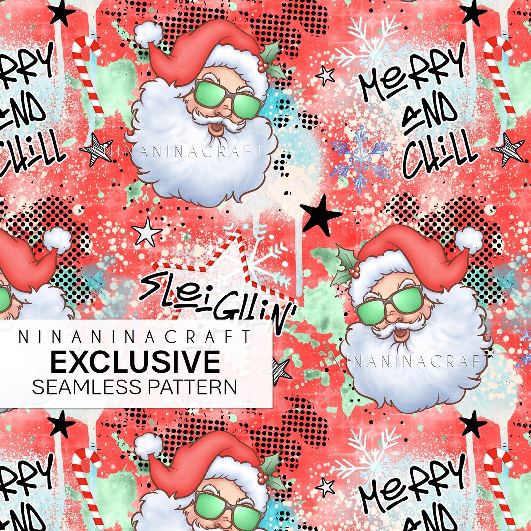 Exclusive Seamless Pattern Colorway, Cool Santa Claus Fabric Design by ...