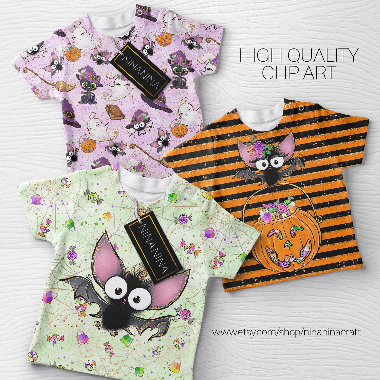 Cute Halloween Clipart Pack Spooky Glitter Clip Art Cute - Etsy