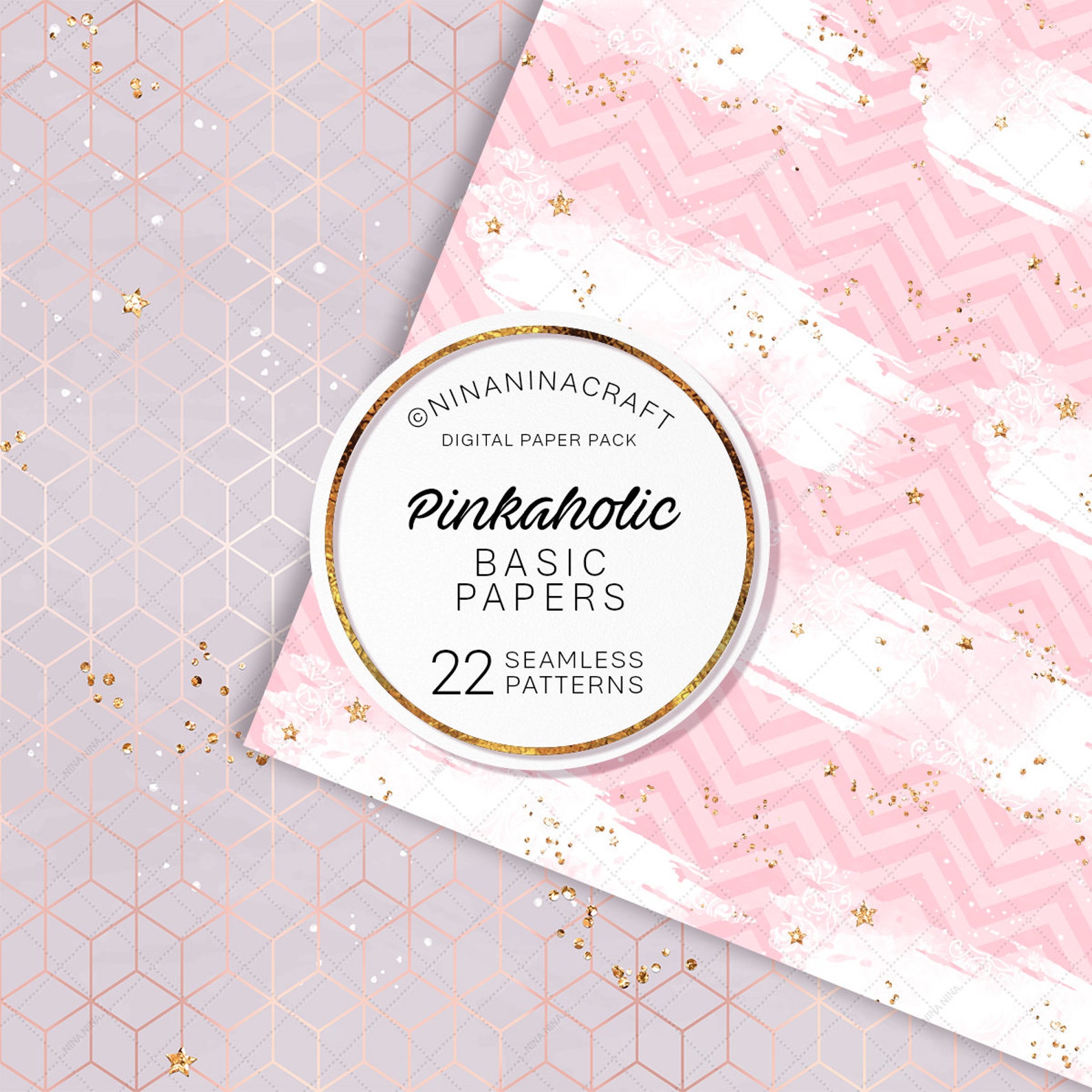Pink Glamour Digital Paper Basic Pack, Luxury Seamless Patterns by ...