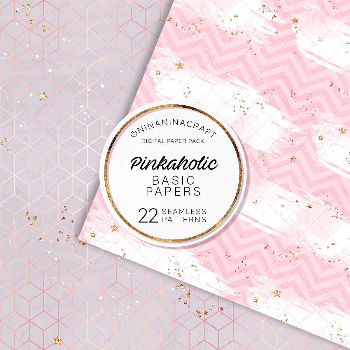 Pink Glamour Digital Paper Basic Pack, Luxury Seamless Patterns by ...