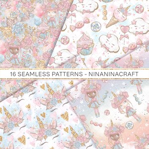 Land of Candy Digital Papers, Cute Candy Seamless Patterns, Pastel ...