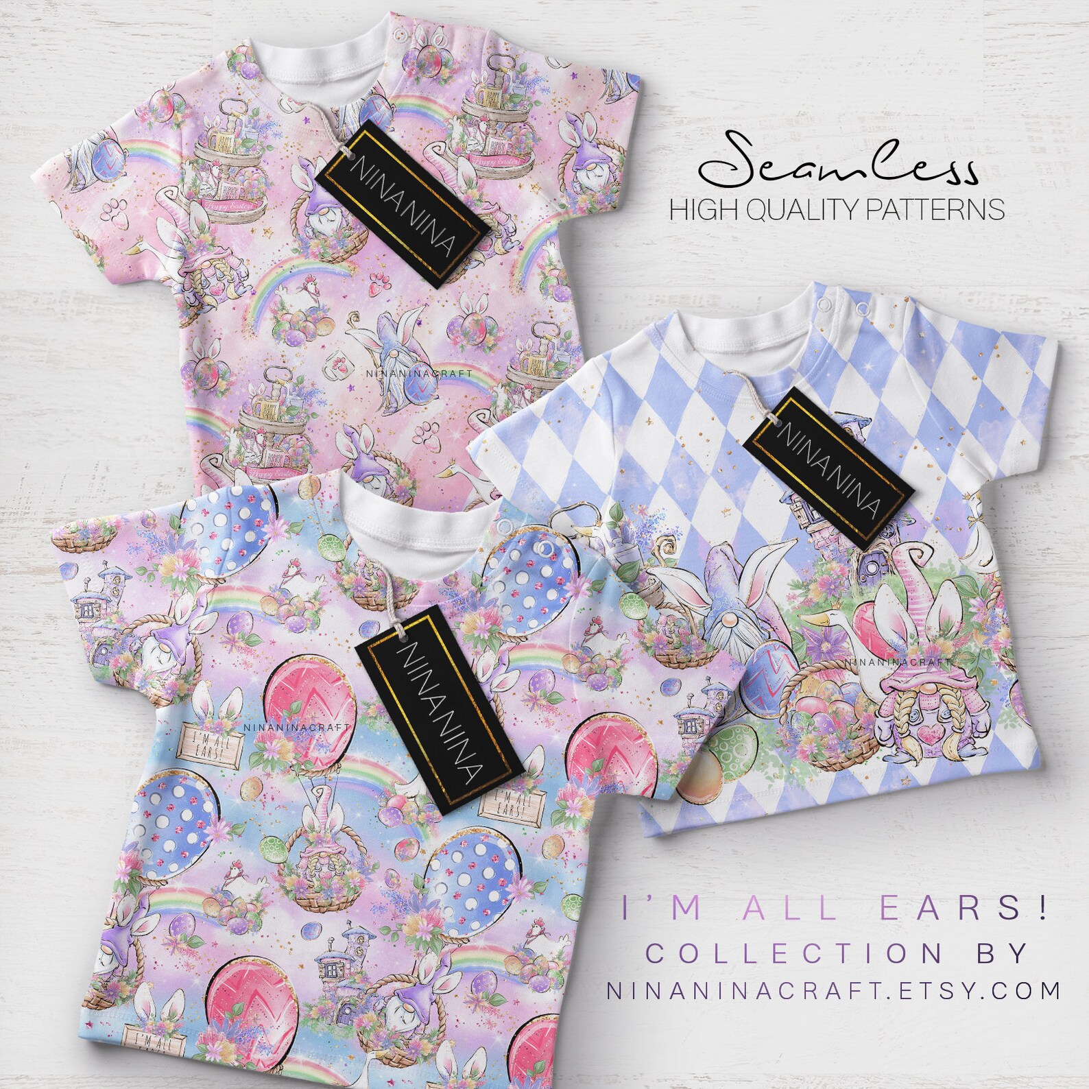 Cute Easter Digital Papers Colorful Rainbow Seamless Patterns - Etsy