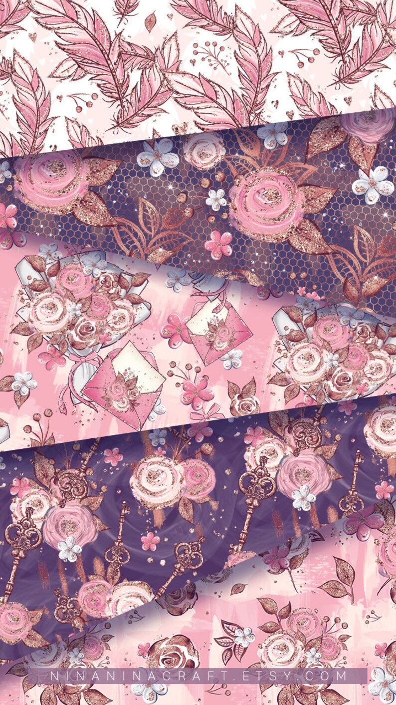 15 Rustic Lilac Digital Papers Flowers Rose Seamless Pattern | Etsy