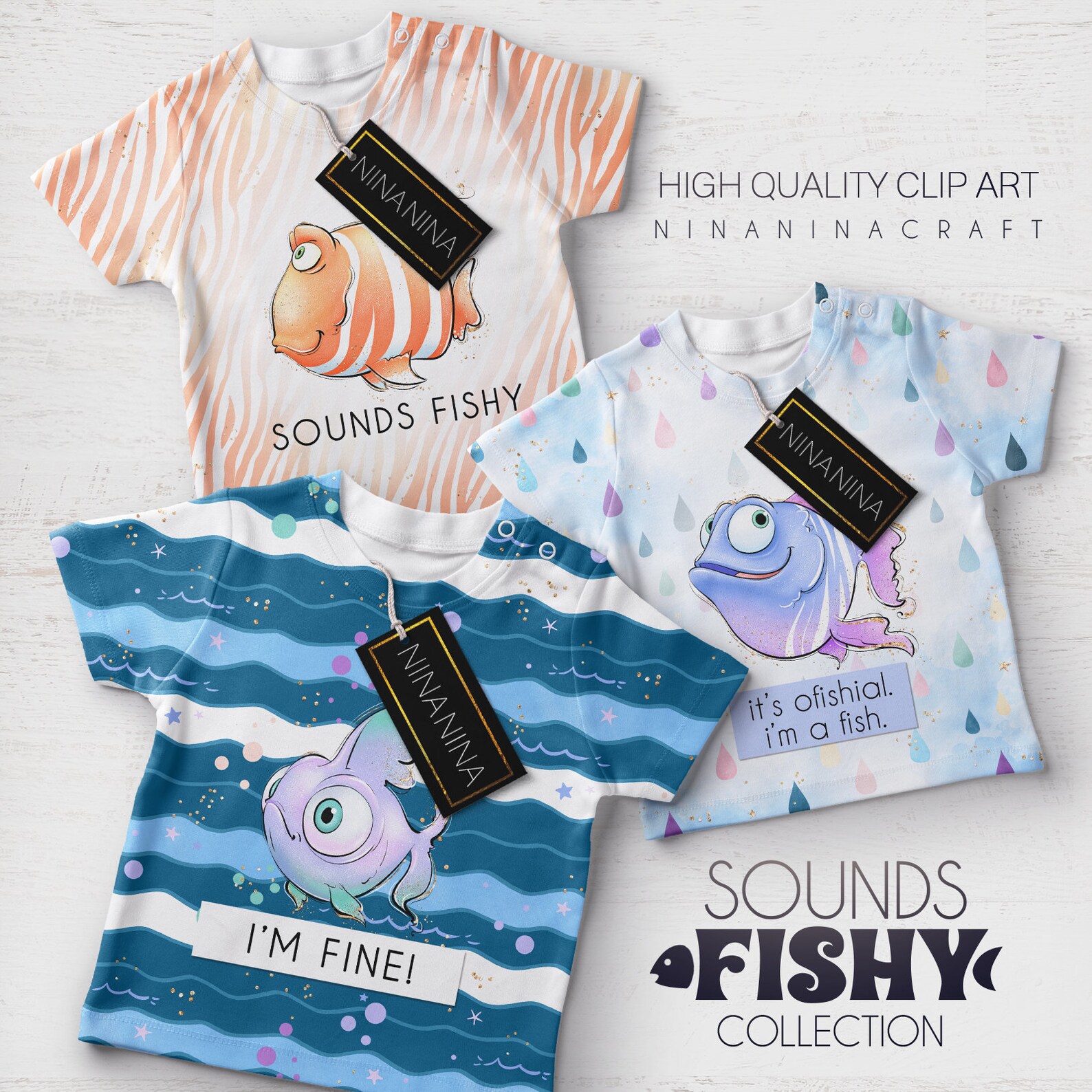 Cute Sea Fish Clip Art Pack Summer Underwater Clipart by - Etsy