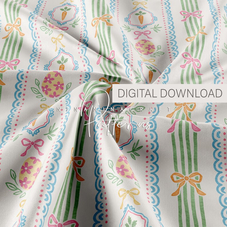 Preppy Easter Seamless Pattern by Ninaninacraft: Vintage Lacy Stripes ...