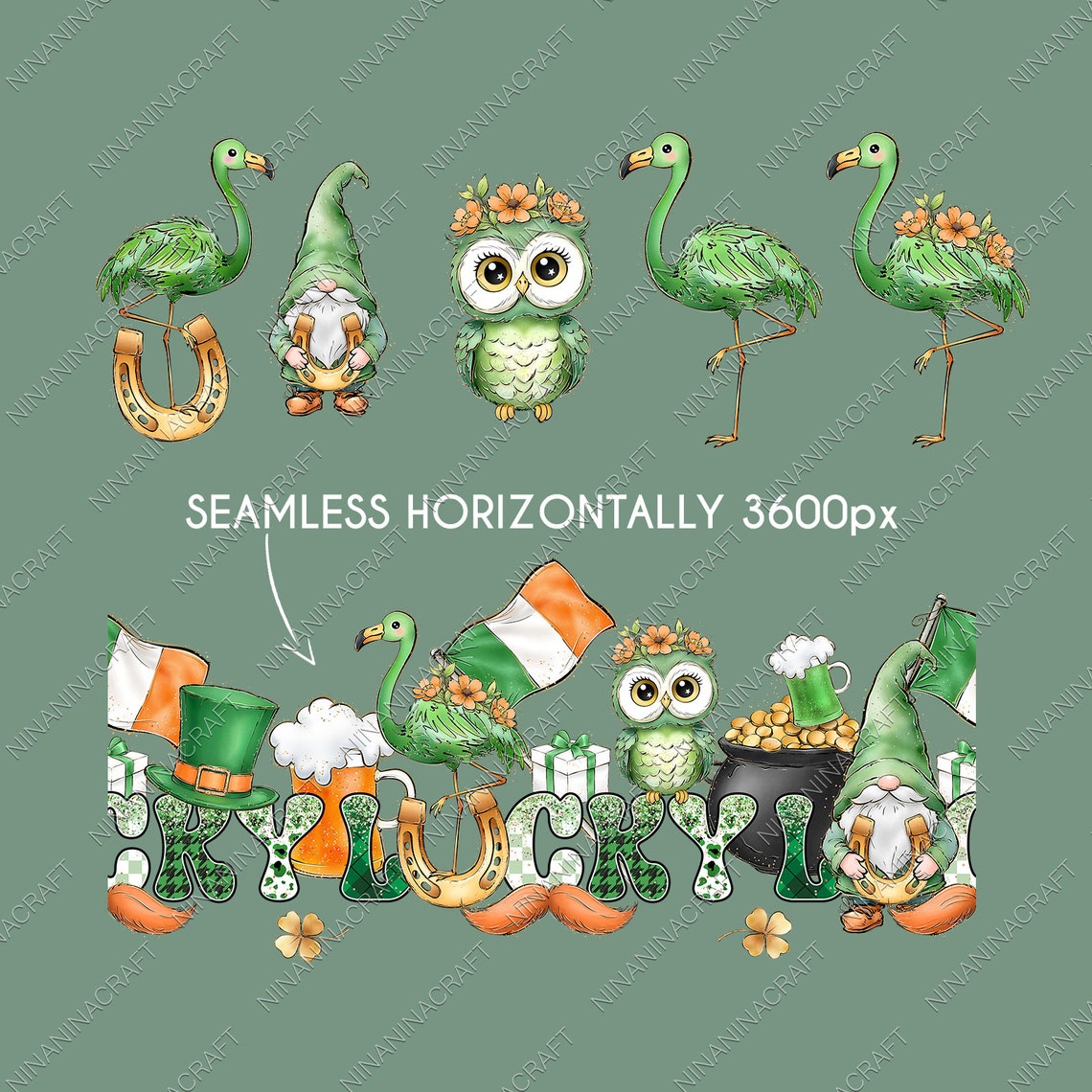 St Patricks Day Clip Art Pack, Hand Drawn Green Clipart by ...