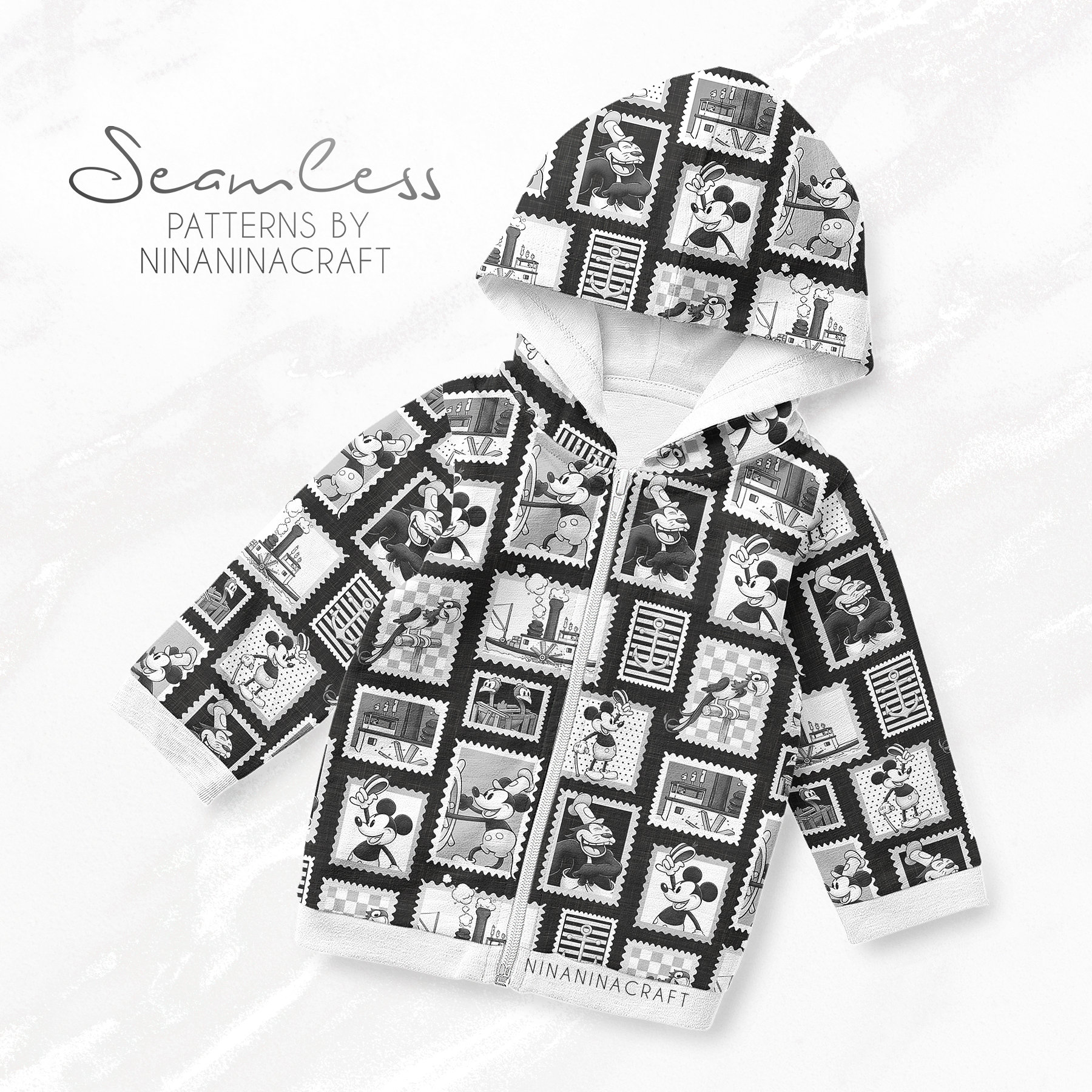 Steamboat Willie Seamless Pattern Pack, Hand-drawn Nautical Digital ...