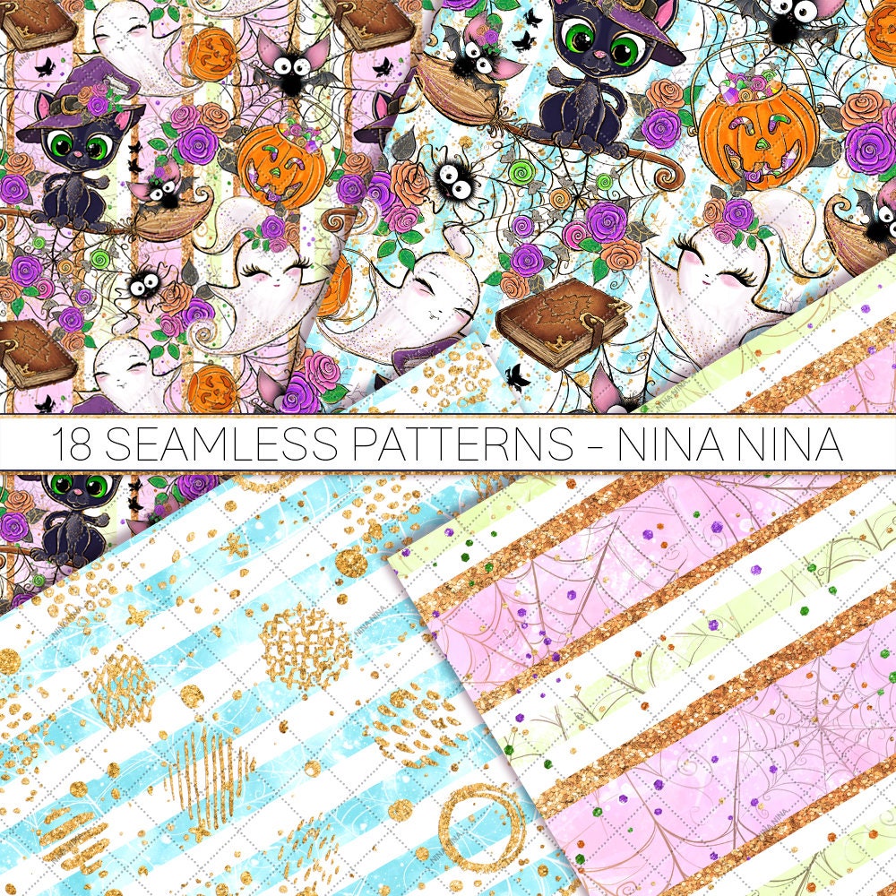 Cute Halloween Digital Paper Pack Halloween Seamless - Etsy