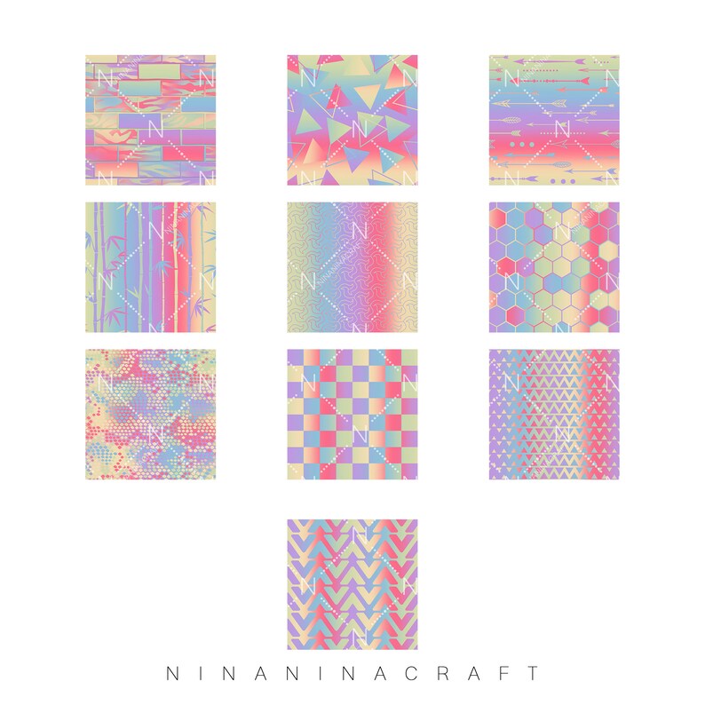 Big Rainbow Digital Paper Bundle Colorful Seamless Patterns | Etsy