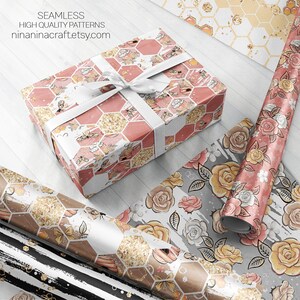 Honey Bee Digital Papers Basics, Gold Glitter Flowers, Fashion Seamless ...