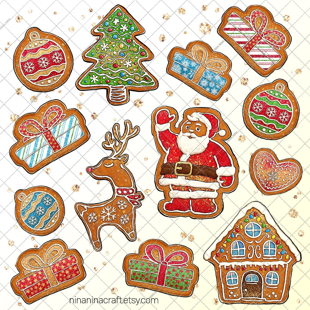Christmas Gingerbread Clipart Cute Christmas Clip Art - Etsy