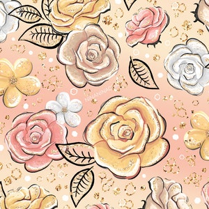 Honey Bee Digital Papers, Fashion Seamless Patterns, Gold Glitter ...