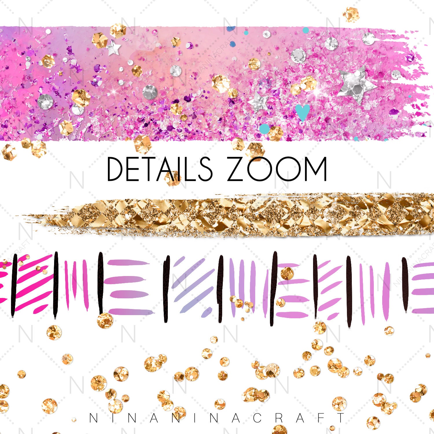 Abstract Neon Clip Art Brush Strokes Clipart by | Etsy