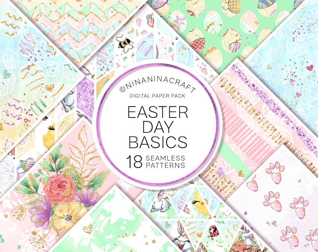 18 Easter Digital Papers, Cute Pastel Seamless Pattern, Custom Fabric ...
