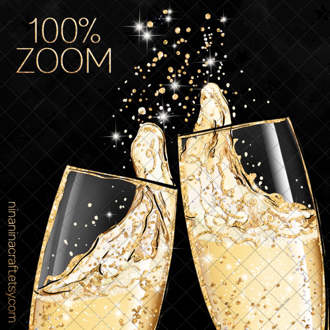 New Year Clipart, New Year's Planner Stickers, Party Clip Art, Gold ...