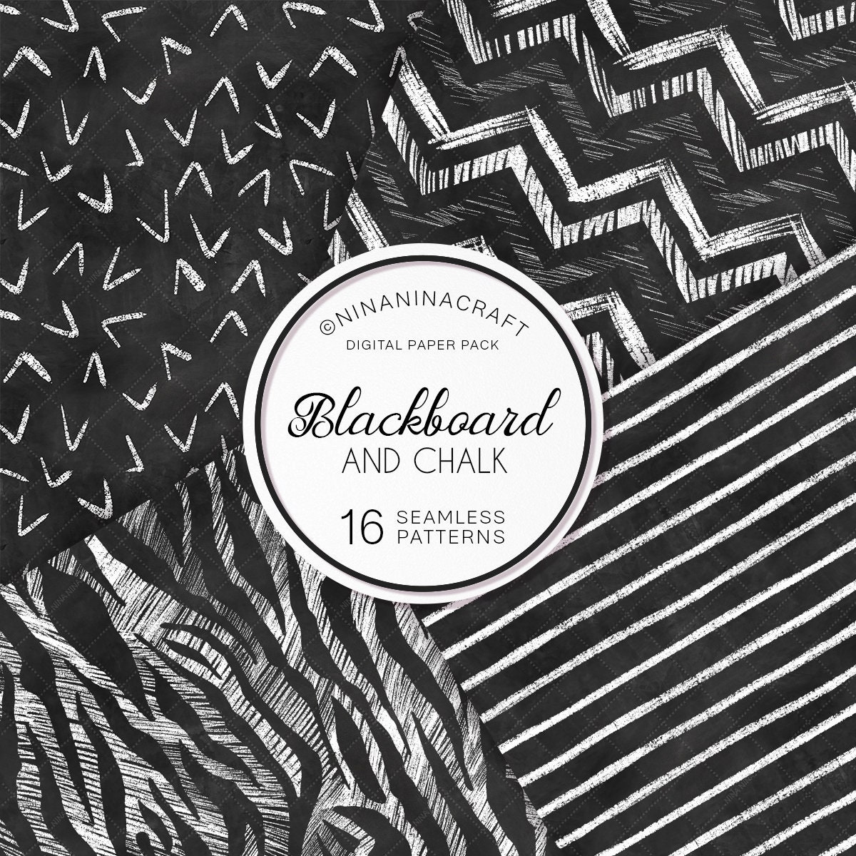 Blackboard and Chalk Digital Paper Pack Chalkboard Seamless | Etsy