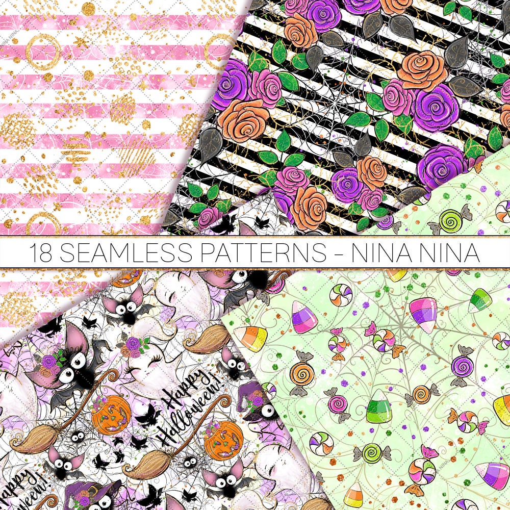 Cute Halloween Digital Paper Pack Halloween Seamless - Etsy