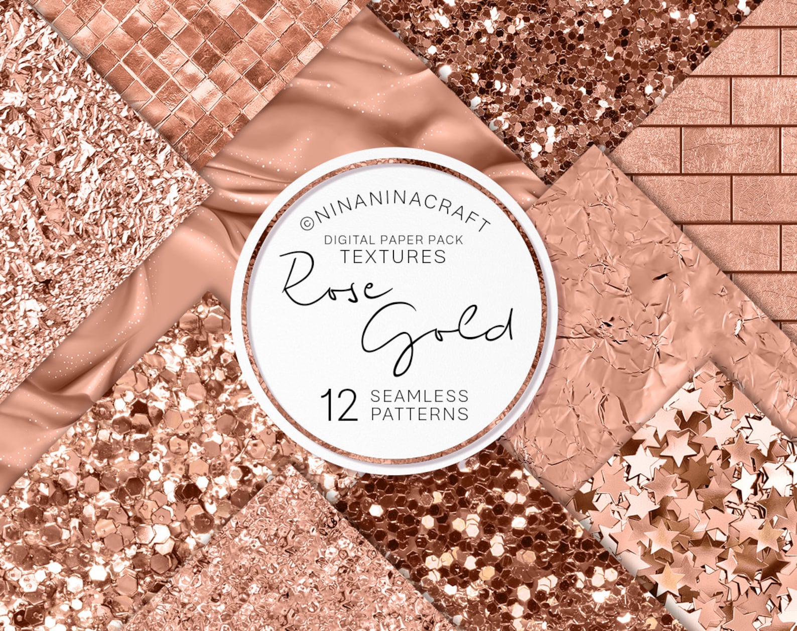 Rose Gold Textures Digital Papers Seamless Patterns Luxury - Etsy