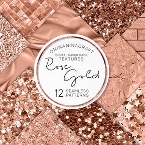 Rose Gold Textures Digital Papers, Seamless Patterns, Luxury Glitter ...