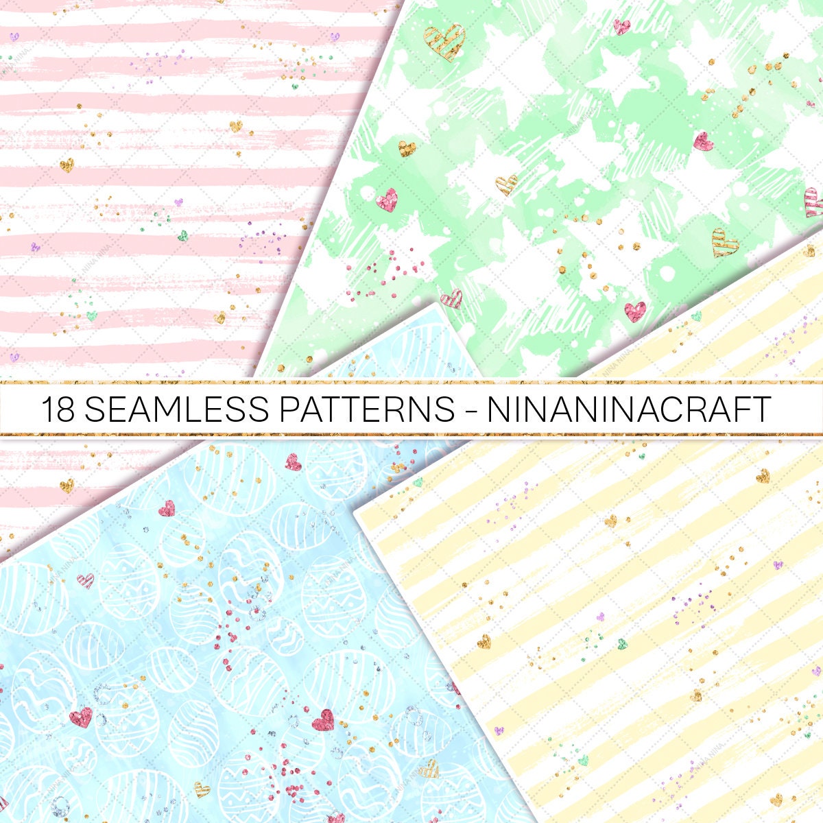 18 Easter Digital Papers, Cute Pastel Seamless Pattern, Custom Fabric ...
