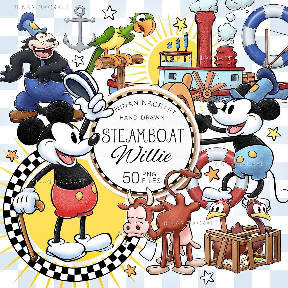 Steamboat Willie Clipart, Hand-drawn Nautical Clip Art PNG by ...